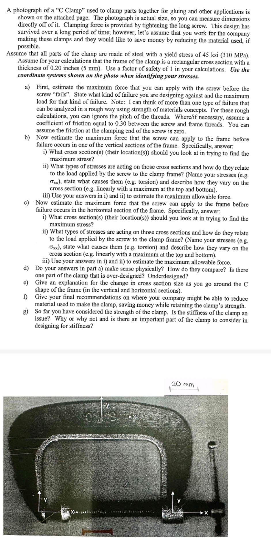 Solved A photograph of a "C Clamp" used to clamp parts | Chegg.com