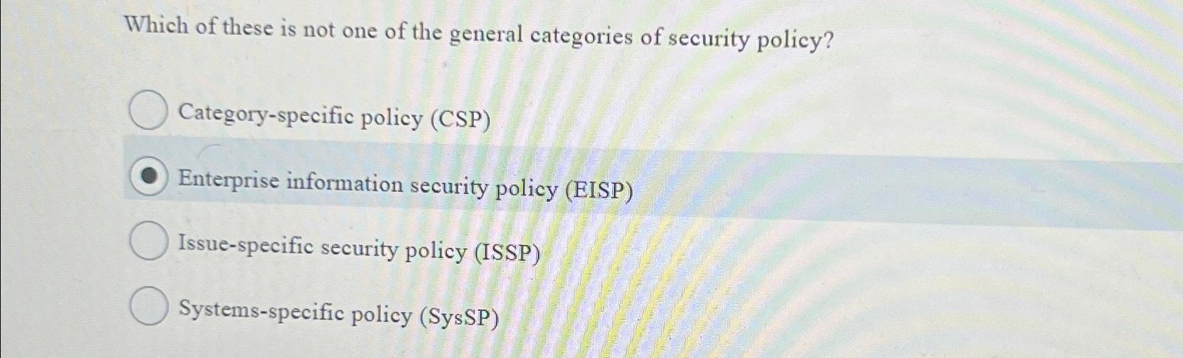 Solved Which of these is not one of the general categories | Chegg.com