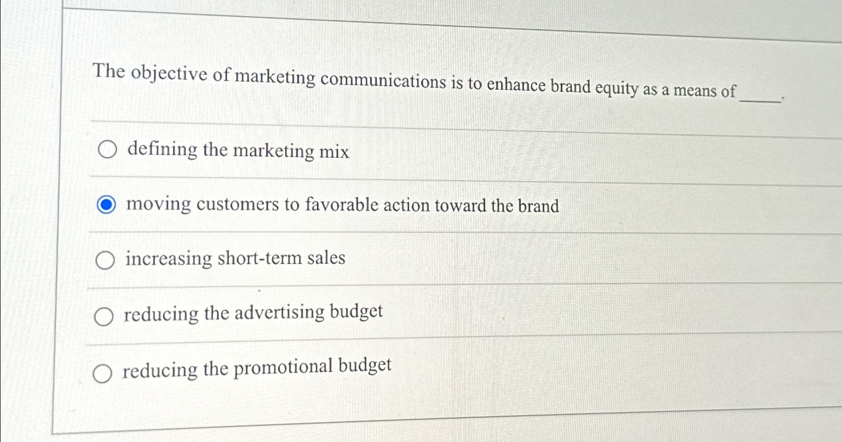 Solved The objective of marketing communications is to | Chegg.com