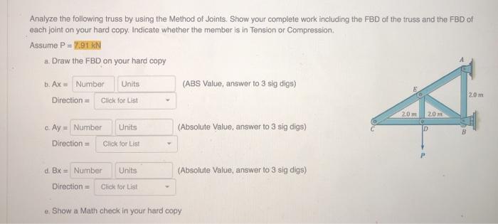 Solved Analyze the following truss by using the Method of | Chegg.com