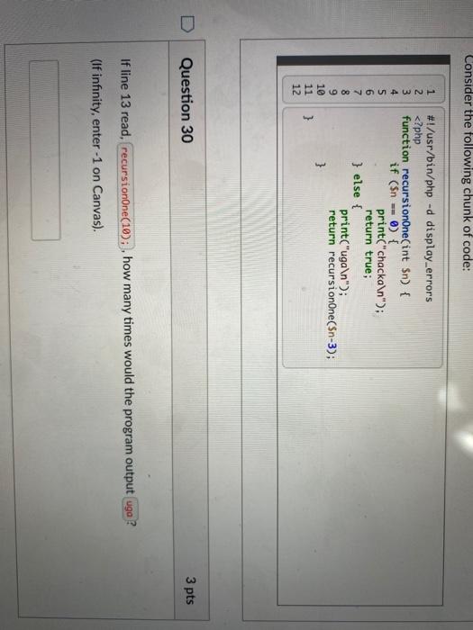 Solved Consider the following chunk of code: | Chegg.com