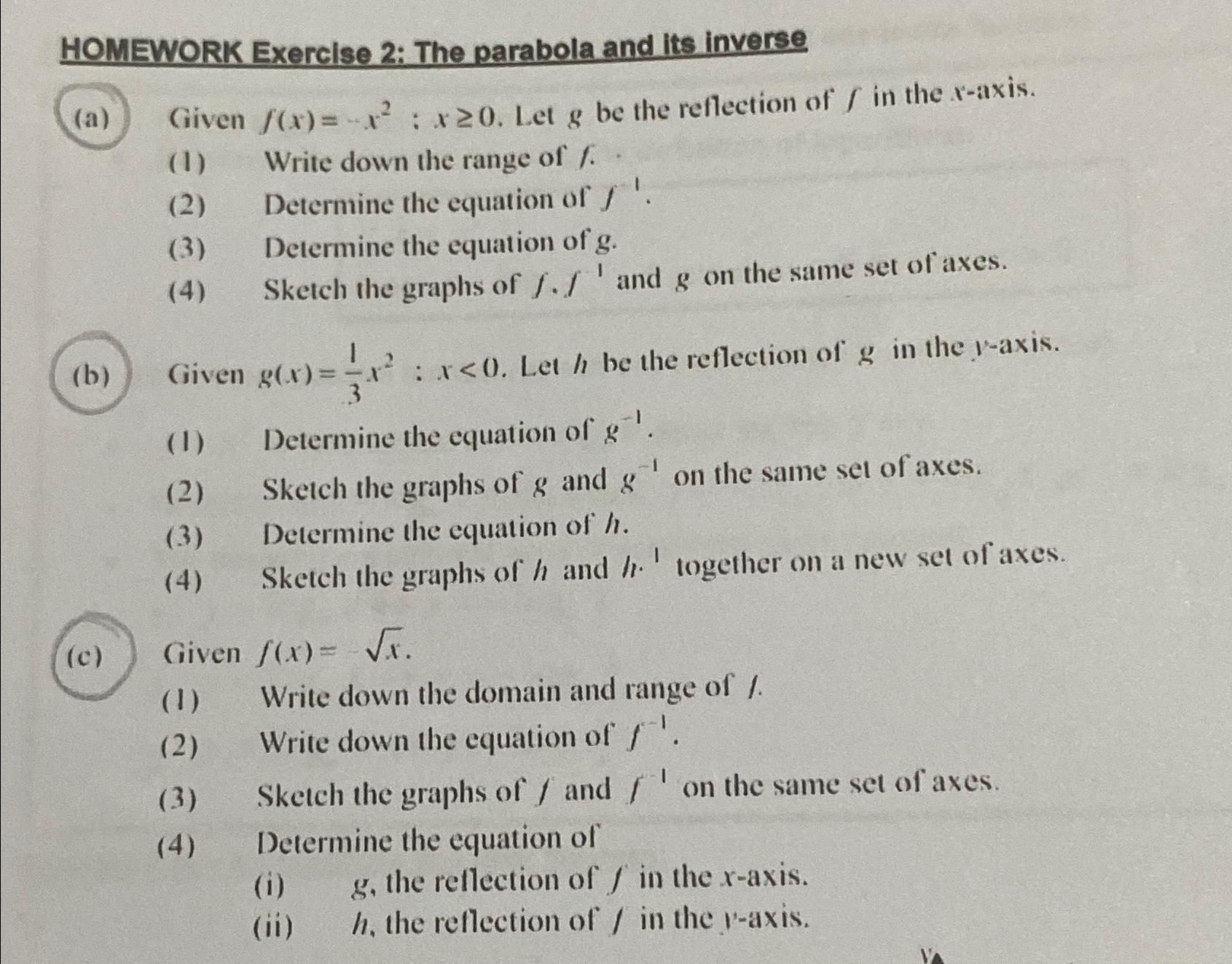 Solved HOMEWORK Exercise 2: The parabola and its inverse(a) | Chegg.com