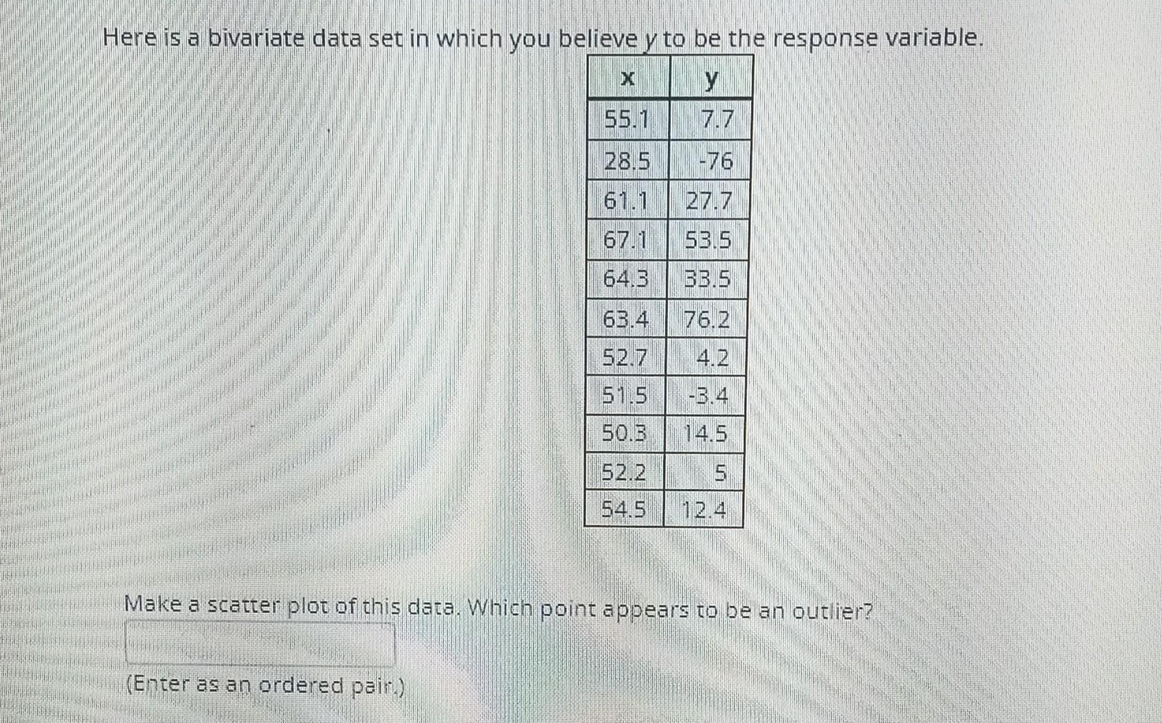 Here is a bivariate data set in which you believe y | Chegg.com