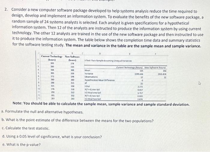 Solved 2. Consider a new computer software package developed | Chegg.com