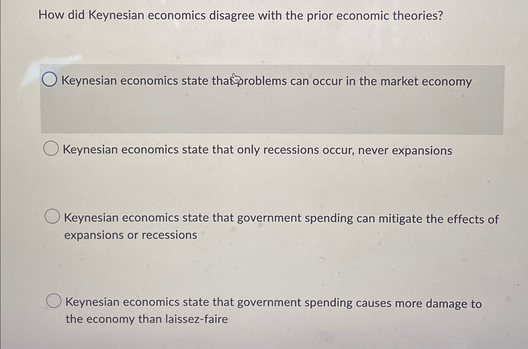 Solved How did Keynesian economics disagree with the prior | Chegg.com