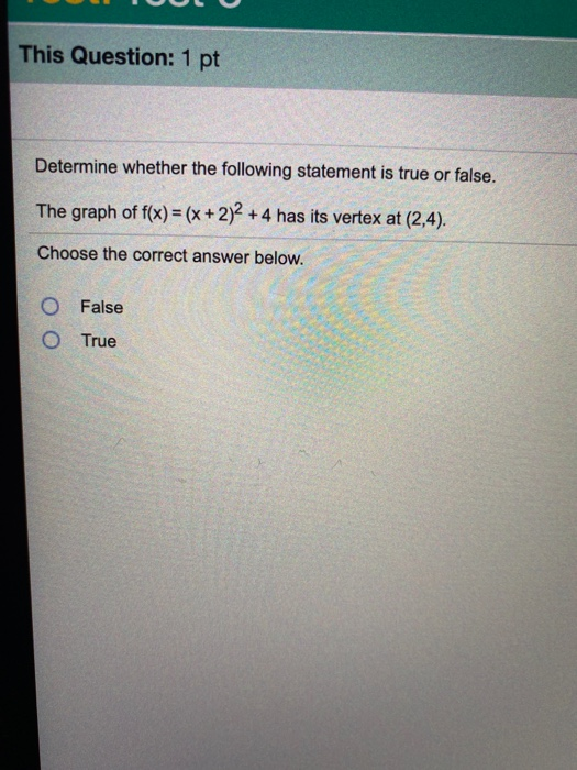 Solved This Question: 1 pt Determine whether the following | Chegg.com
