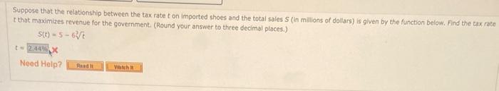 Solved Suppose that the relationship between the tax rate t | Chegg.com