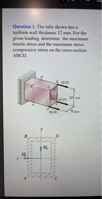 Solved Question 1. The tube shown has a uniform wall | Chegg.com