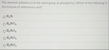 Solved The element antimony is in the same group as | Chegg.com