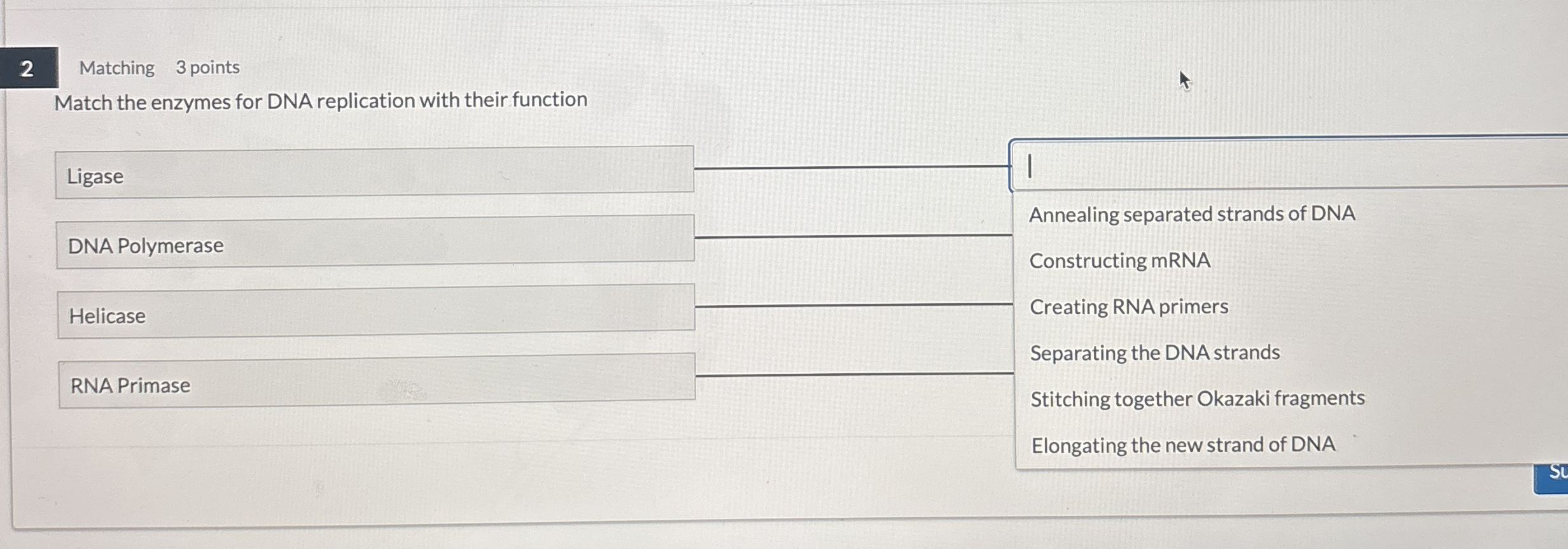 Solved 2Matching3 ﻿pointsMatch the enzymes for DNA | Chegg.com