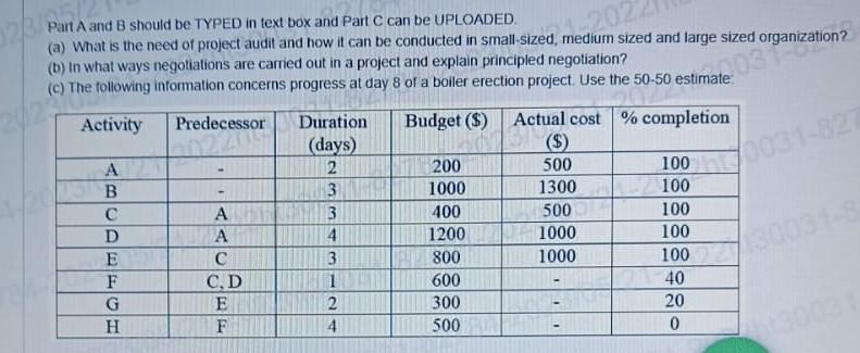 Solved Part A and B should be TYPED in text box and Part C | Chegg.com