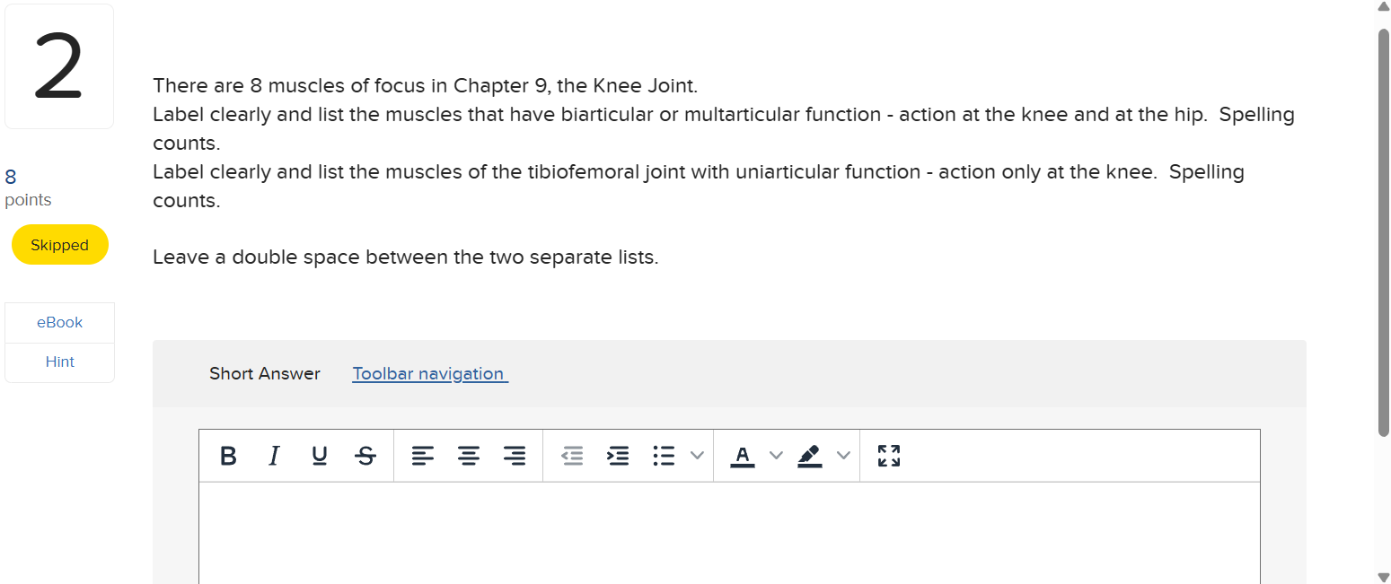 Solved There are 8 ﻿muscles of focus in Chapter 9, ﻿the Knee | Chegg.com