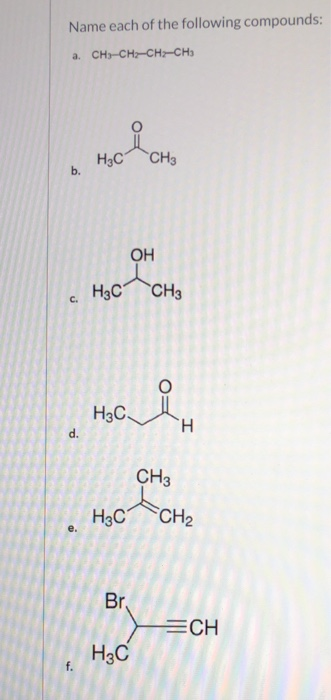 Solved Name each of the following compounds: a. | Chegg.com