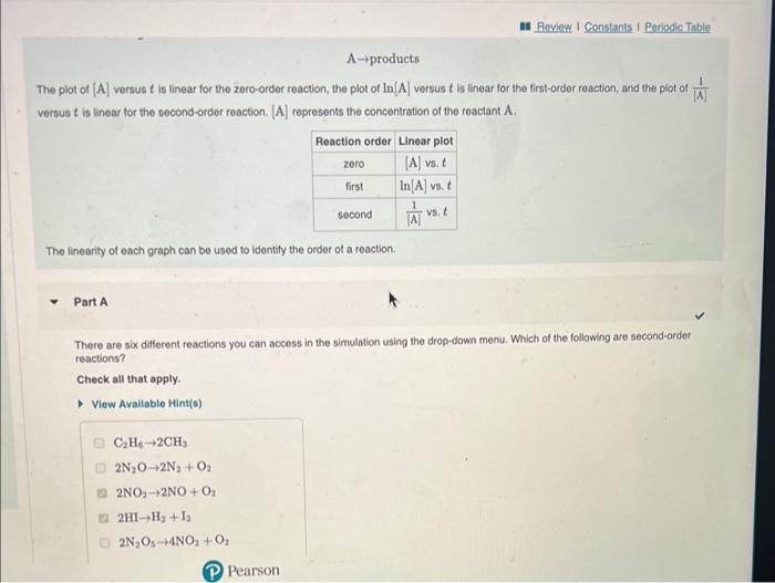 Solved Consider The Second Order Reaction 2hi G →h2 G I2