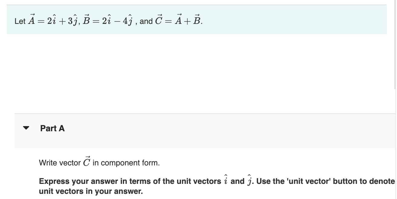 Solved Write vector vec(C) ﻿in component form.Express your | Chegg.com