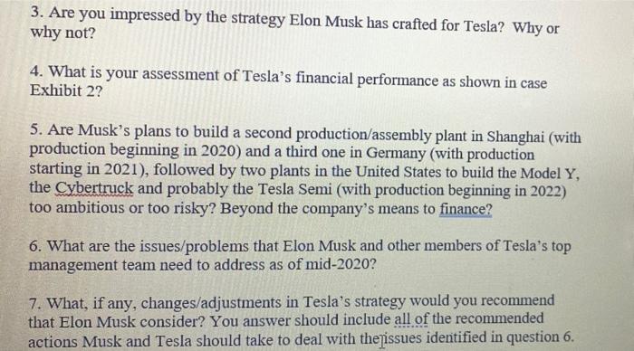 Solved 3. Are you impressed by the strategy Elon Musk has | Chegg.com