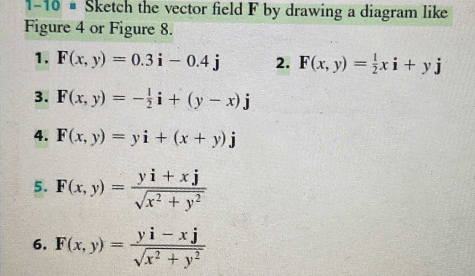 1-10 ﻿Sketch the vector field F ﻿by drawing a diagram | Chegg.com