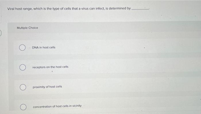 Solved Viral host range, which is the type of cells that a | Chegg.com
