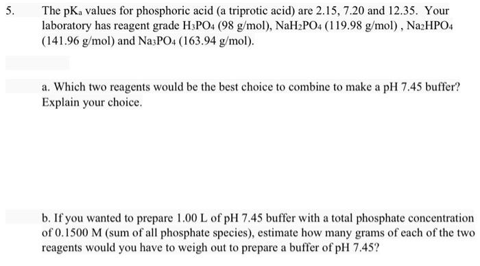 Solved The pKa values for phosphoric acid (a triprotic acid) | Chegg.com
