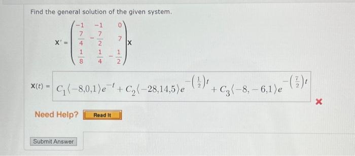 Solved Find the general solution of the given system. | Chegg.com