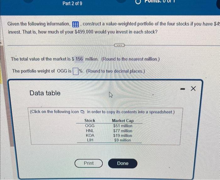 Solved Given the following information, , construct a | Chegg.com