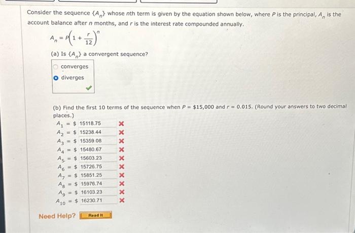 Solved onsider the sequence {An} whose nth term is given by | Chegg.com
