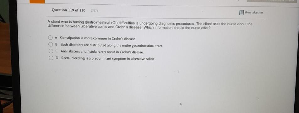 Solved Question 119 ﻿of 1302976Show calculatorA client who | Chegg.com