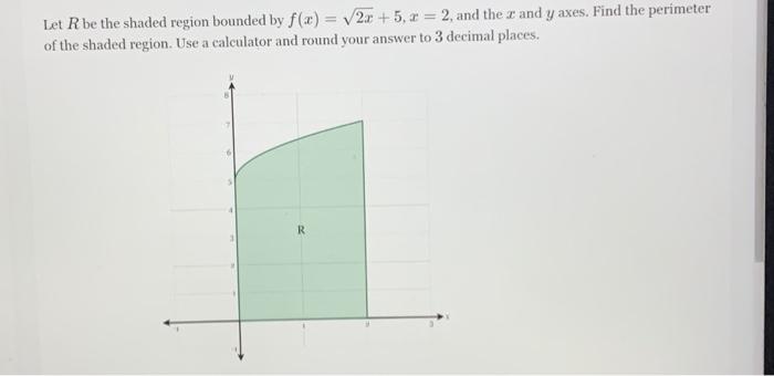 Solved Let R be the shaded region bounded by f(x)=2x+5,x=2, | Chegg.com