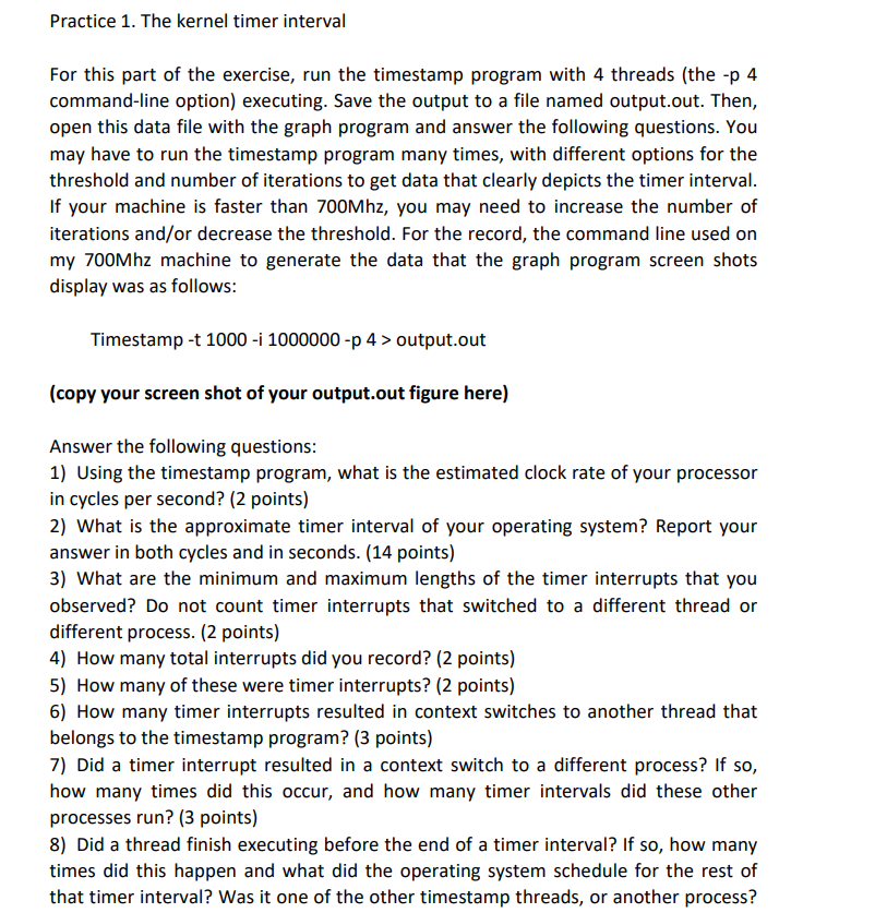 Solved Practice 1. The kernel timer interval For this part | Chegg.com