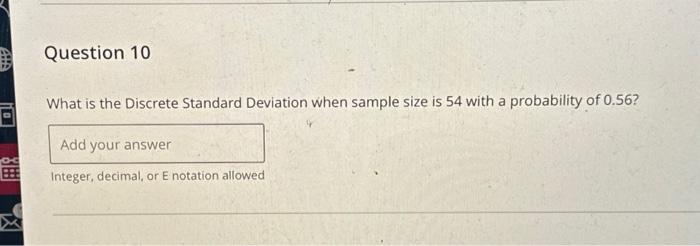 Solved What is the Discrete Standard Deviation when sample | Chegg.com