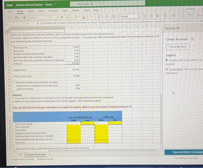 Solved Preparing a Make or Buy Analysis Alanco, Inc. | Chegg.com