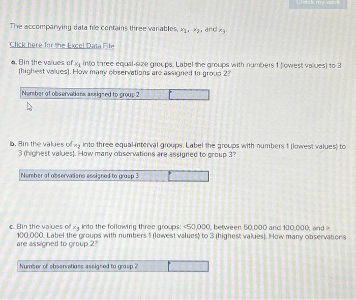 Solved The accompanying data file contains three variables, | Chegg.com