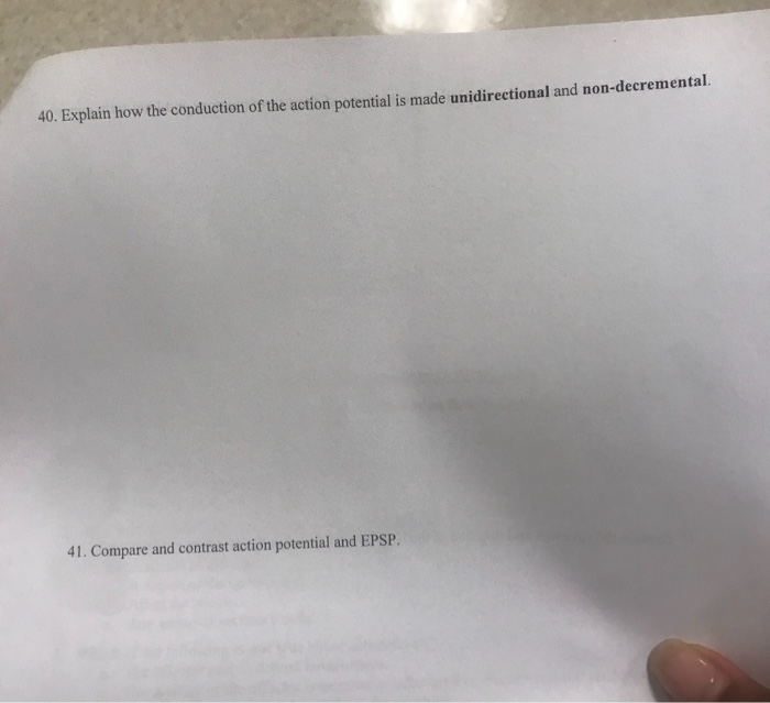 Solved 40. Explain how the conduction of the action | Chegg.com