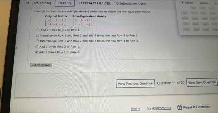 Solved Identify the elementary row operation(s) performed to | Chegg.com