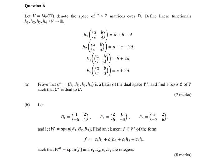 Solved Let V=M2(R) denote the space of 2×2 matrices over R. | Chegg.com