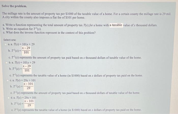 Solved The millage rate is the amount of property tax per | Chegg.com