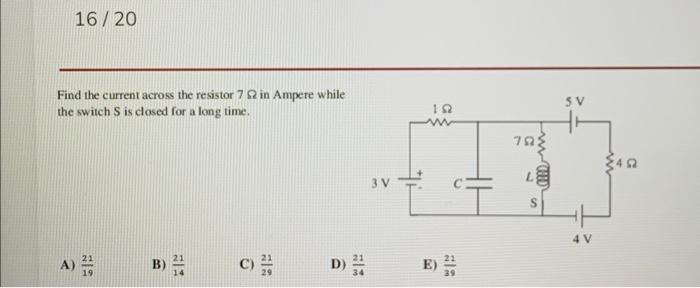 Solved Find the current across the resistor 7Ω in Ampere | Chegg.com