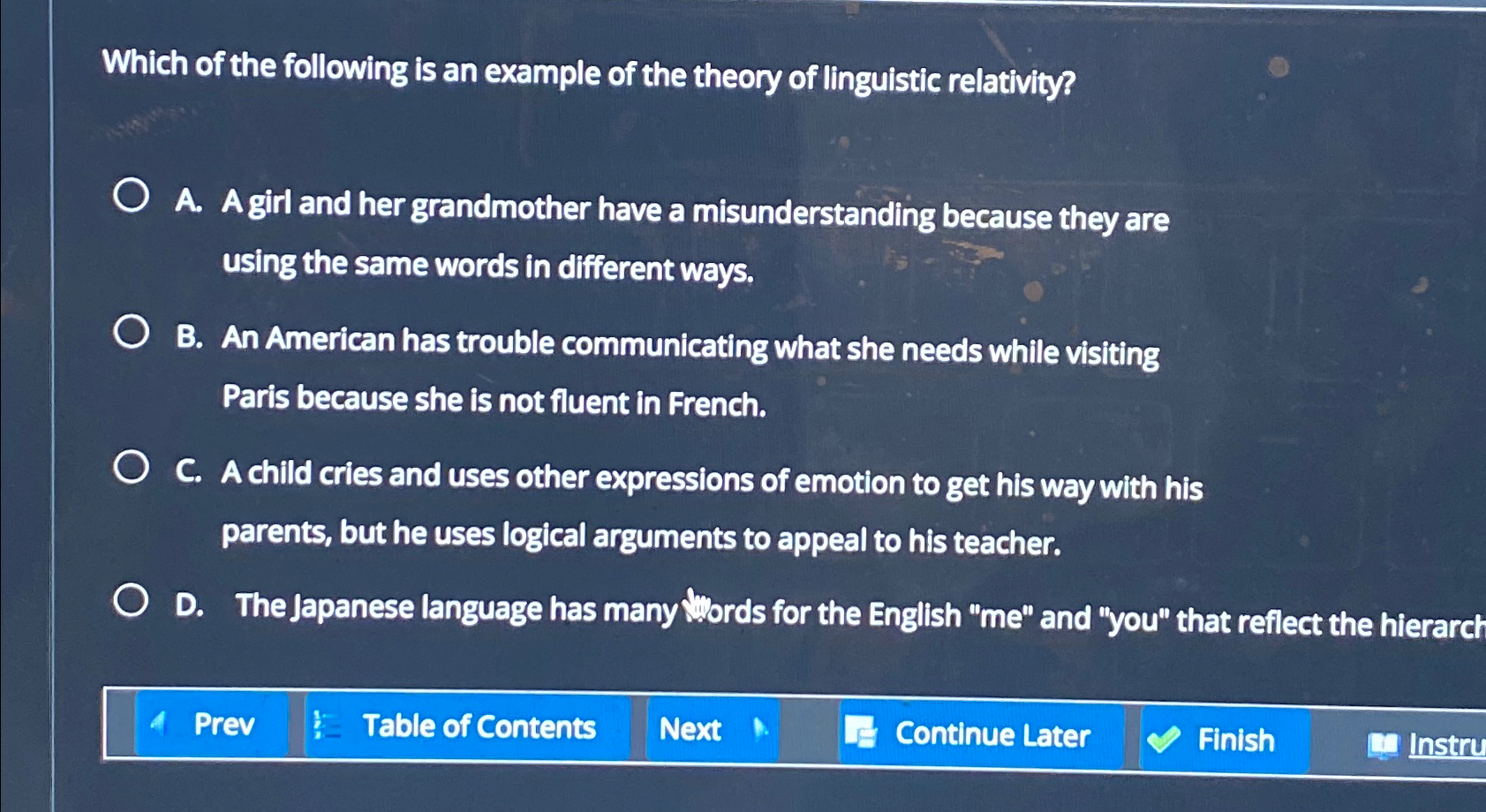 Solved Which of the following is an example of the theory of | Chegg.com