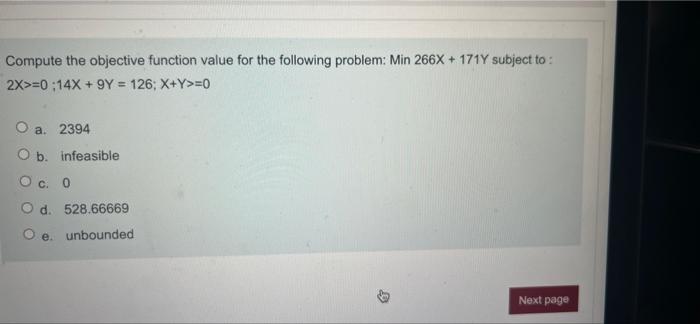 Solved Compute the objective function value for the | Chegg.com