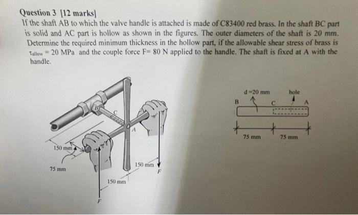 Solved Question 3 [12 marks] If the shaft AB to which the | Chegg.com