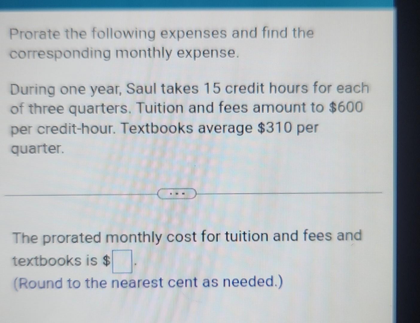 Prorate the following expenses and find the | Chegg.com