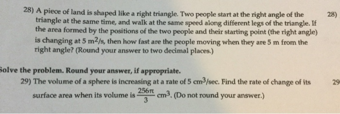 Solved 28) 28) A piece of land is shaped like a right | Chegg.com