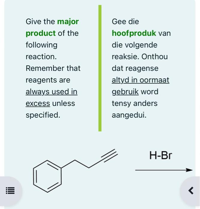 Solved Give the major product of the following reaction. | Chegg.com