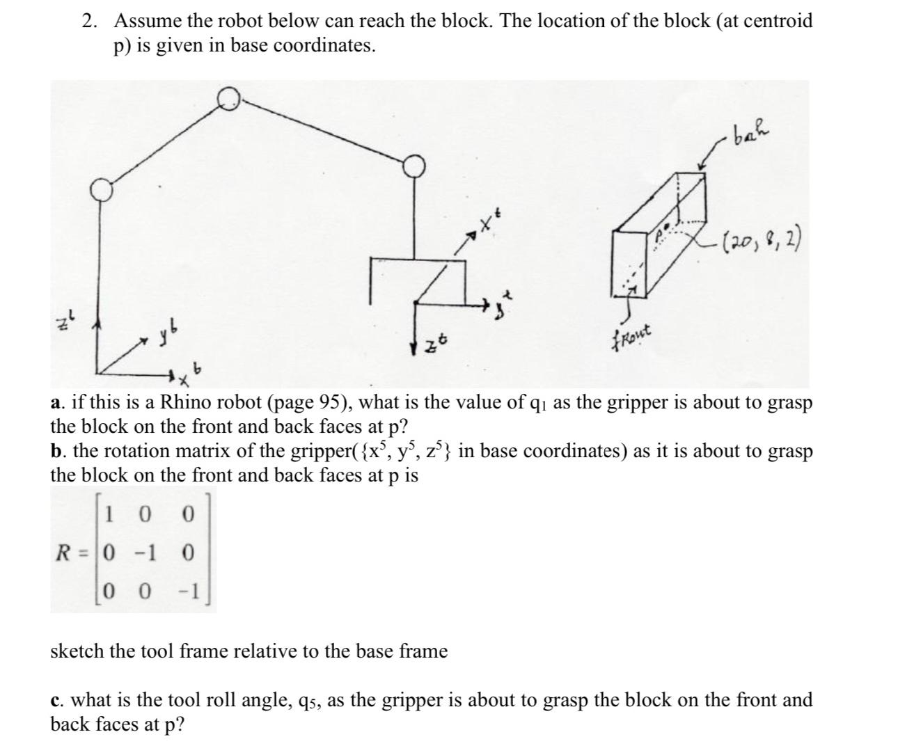 Solved Assume the robot below can reach the block. The | Chegg.com