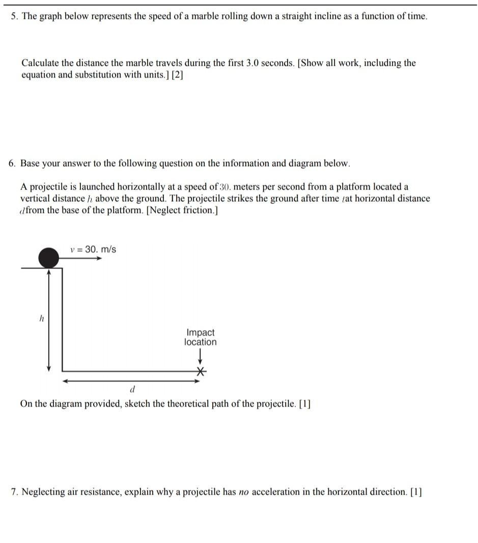 Solved 5. The graph below represents the speed of a marble | Chegg.com
