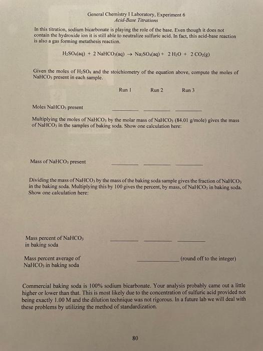 General Chemistry I Laboratory, Experiment 6 | Chegg.com