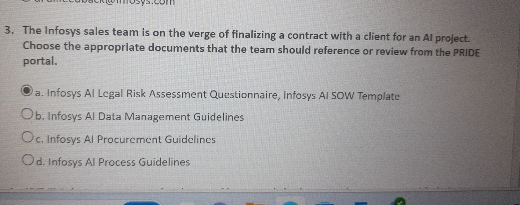 Solved The Infosys sales team is on the verge of finalizing | Chegg.com
