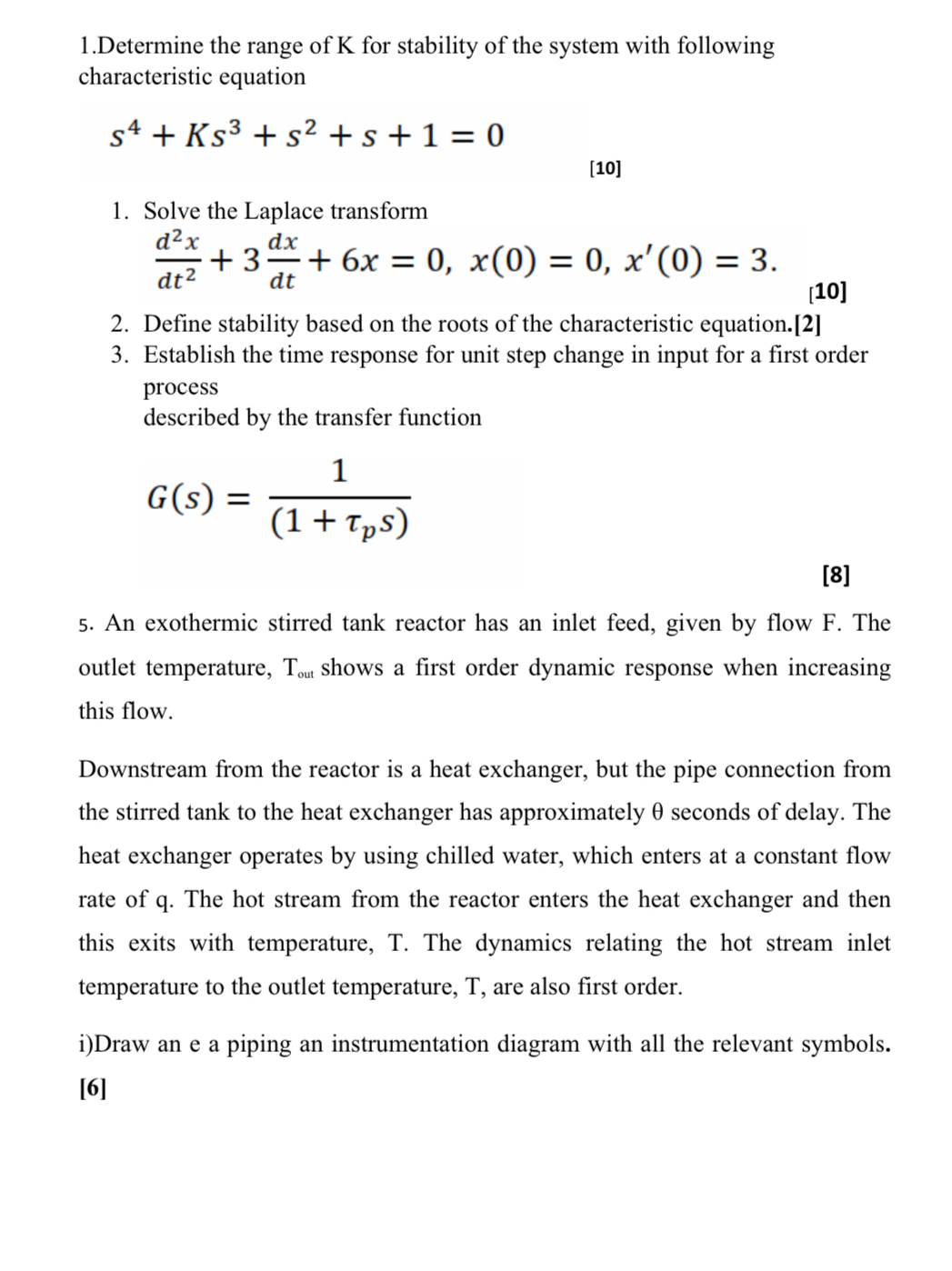 1.Determine the range of K for stability of the | Chegg.com