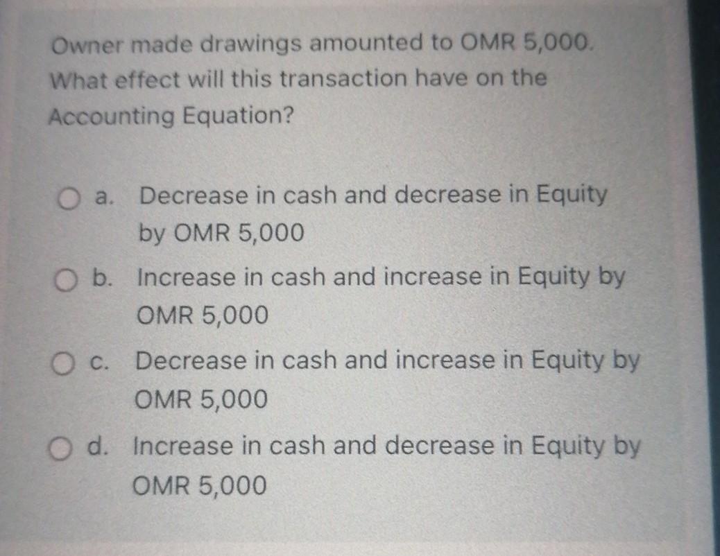 Solved Owner made drawings amounted to OMR 5,000. What | Chegg.com