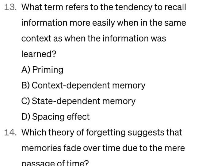 Solved What term refers to the tendency to recall | Chegg.com